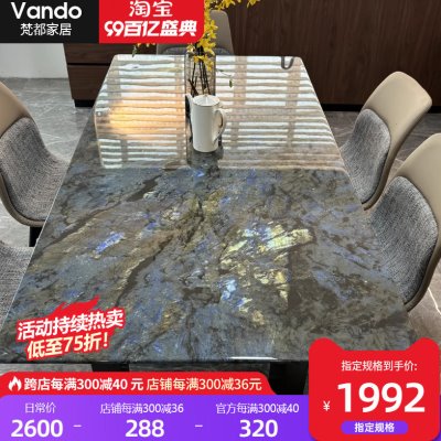 2024新款水滴奢石高级感家用大理石材饭桌豪宅别墅长方形轻奢餐桌