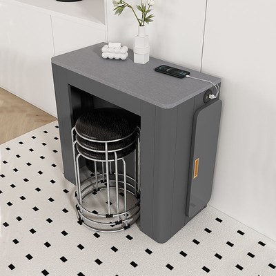 可伸缩折叠岩板餐桌餐椅边柜组合一D体小户型家用实木省空间饭桌