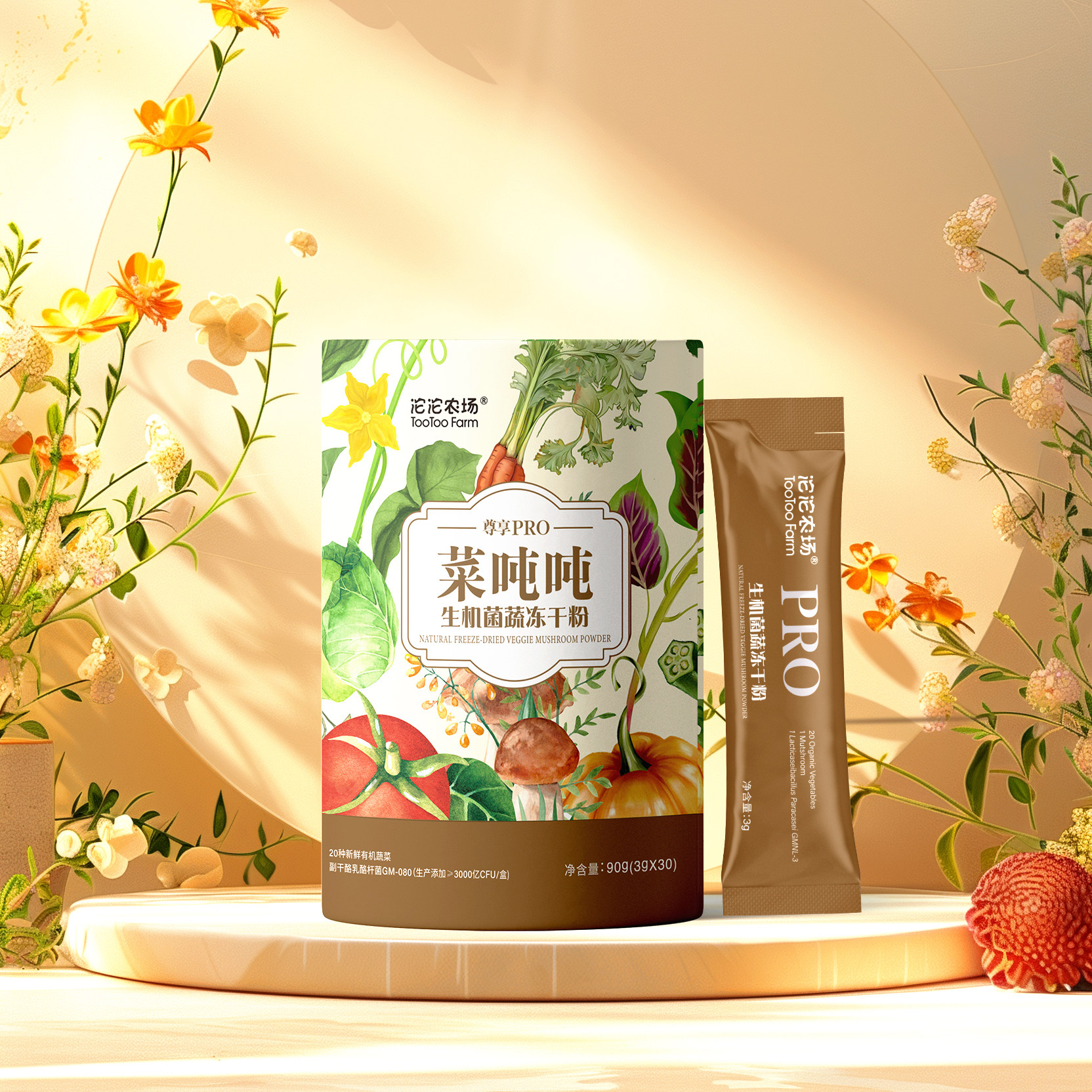 【官旗正品】沱沱农场菜吨吨 生机菌蔬冻干粉 添加益生菌 果蔬粉