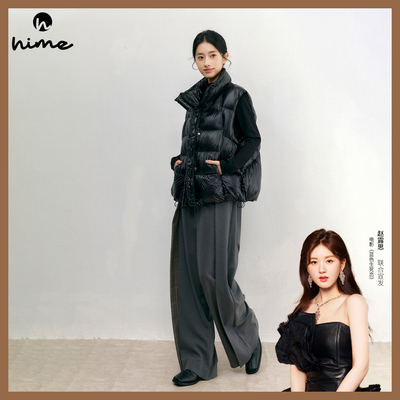HIME 90白鹅绒马甲款面包防风保暖加厚羽绒服女冬季2025新款