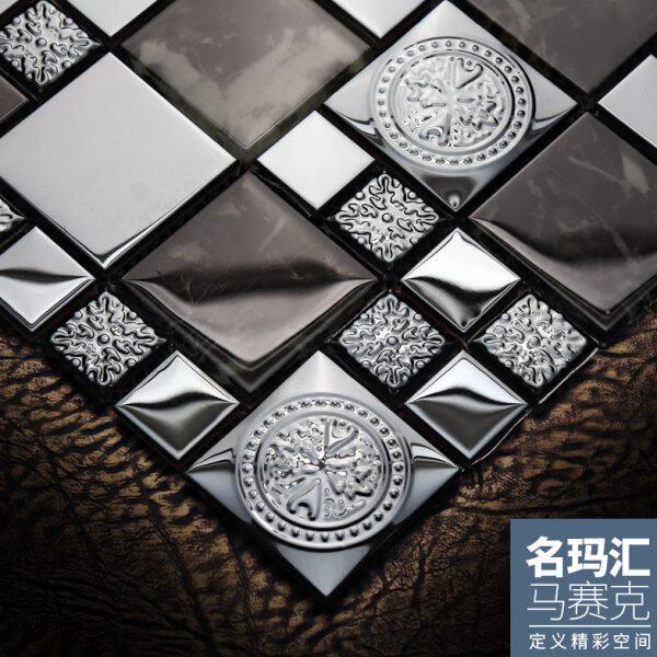名玛汇意式轻奢黑色金属玻璃马赛克瓷砖背景墙餐厅玄关卫生间墙砖