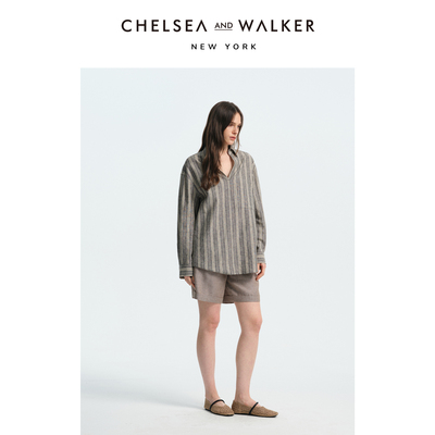 Chelsea and Walker经典麻棉色织条纹休闲松弛感衬衫2026春季新款