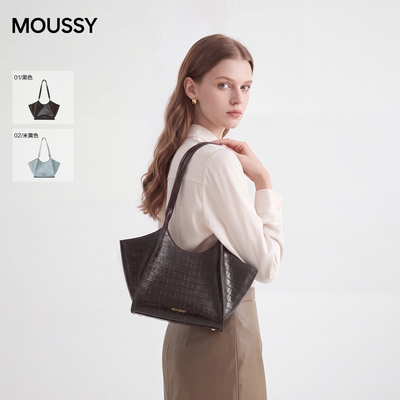 MOUSSY鳄鱼纹复古通勤小托特包