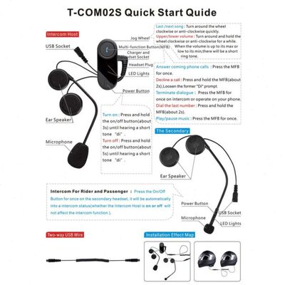 Interphone Motorcycle Helmet-Intercom T-COM02S Bluetooth BT
