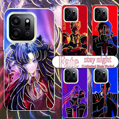 Saber远坂凛lancer手机壳适用荣耀PLAY9T二次元极光金渐变HONORPLAY10Play10A10TPLAY11CPlus防摔保护套