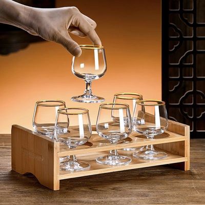 白酒杯2两酒杯套装仙桃家用玻璃小号兰地矮脚红一件 一件代发