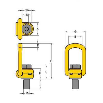 YOKE8-211系列侧向模具吊环现货吊环VLBG加长型 侧拉旋转吊环