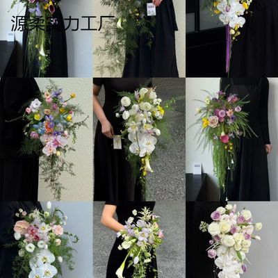 自然风森系|瀑布手捧花| 新娘结婚纱摄影道具家居台面花艺道具