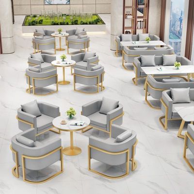 新款咖啡厅商用洽谈桌椅组合售楼处休闲接待卡座沙发一桌四椅组合