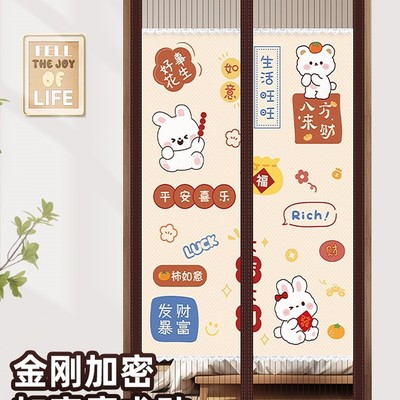 2025新款夏季隐私防蚊门帘磁性免打孔家用卧室纱门纱窗帘隔断门帘
