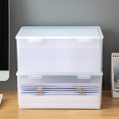 A4收纳盒收纳分类透明文件资料储物箱塑料办公室证件整理打印纸