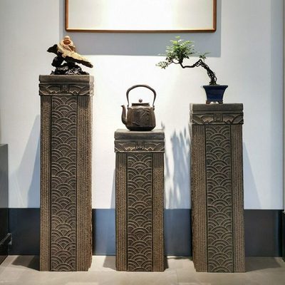 中式仿石柱底座展示柱复古盆景底架户外庭院花架装饰客厅落地摆件