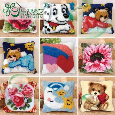 乐织绣艺地毯绣段段绣手钩抱枕毛线枕头沙发靠垫厂家材料套件