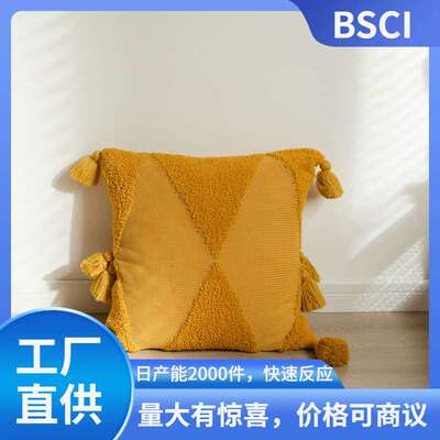 GTL厂家 流苏针织抱枕套沙发靠垫办公室腰枕软装搭配格塔利
