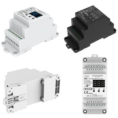 DC12-48V导轨DALI-DMX信号互转器 3按键数显可设置DALI-2认证 DMC