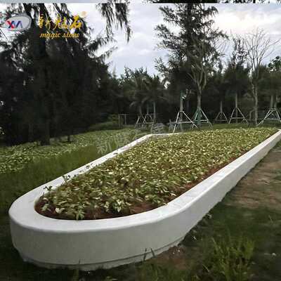 白色现浇人造石花坛坐凳 预制高强混凝土拼接水磨石坐凳 uhpc座椅