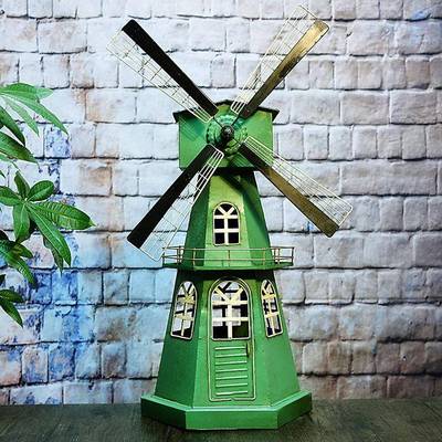 复古铁艺家居软装摆设大型荷兰风车模型摄影道具橱窗陈列摆件