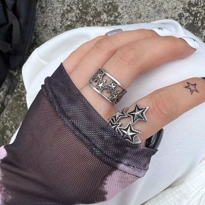 Vintage Hip Hop Rock Star Couple Rings for Women Girls Perso