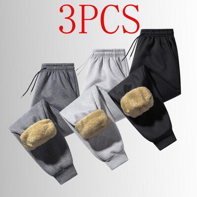 3PCS Fleece Lined Men's Jogger Casual Pants Set Autumn