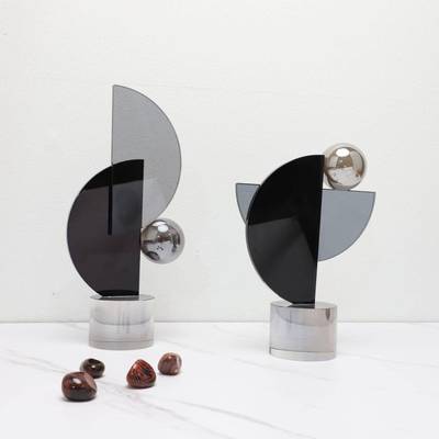 现代简约轻奢水晶几何艺术摆件客厅办公室展示柜样板间桌面装饰品