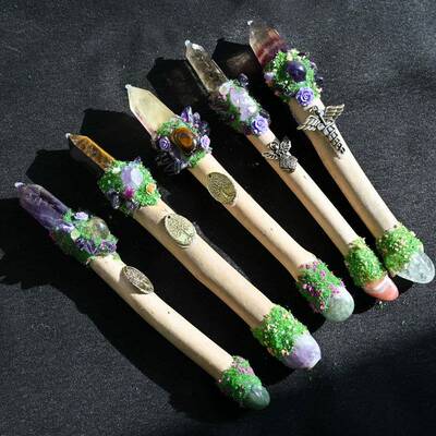 天然水晶魔法权杖wiccan仙女棒水晶手杖东海水晶工艺品厂家