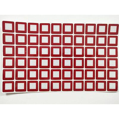 长龙供应WDJ-60F/80F/90F变色测温纸20*20mm示温贴片不干胶感温贴