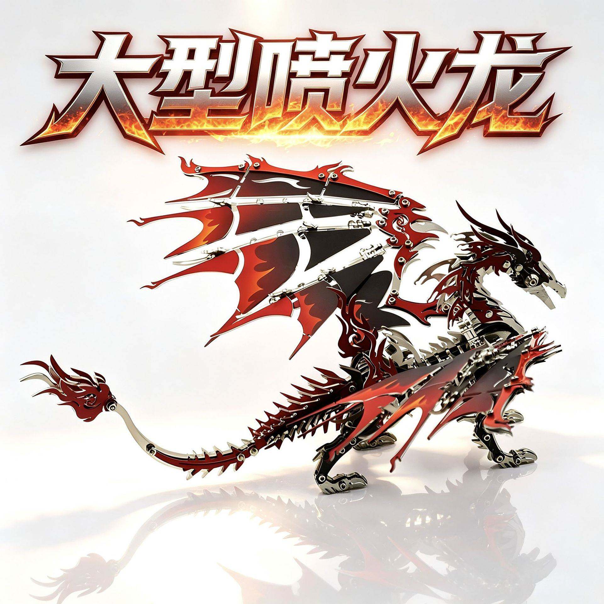 钢魔兽大型喷火龙机械魔龙翼龙金属拼装模型拼图玩具金属立体拼图