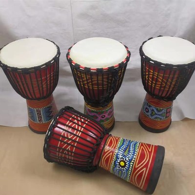 非洲鼓标准8寸大8寸幼儿园学生演出鼓整木掏空山羊皮鼓手拍鼓丽江