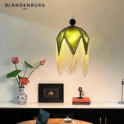 流苏花蕾吊灯复古风氛围感饭厅灯具刺绣布艺创意造型新款餐厅主灯