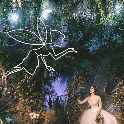 新款婚礼舞台布置婚庆道具铁艺天使翅膀小精灵摆件橱窗装饰挂件