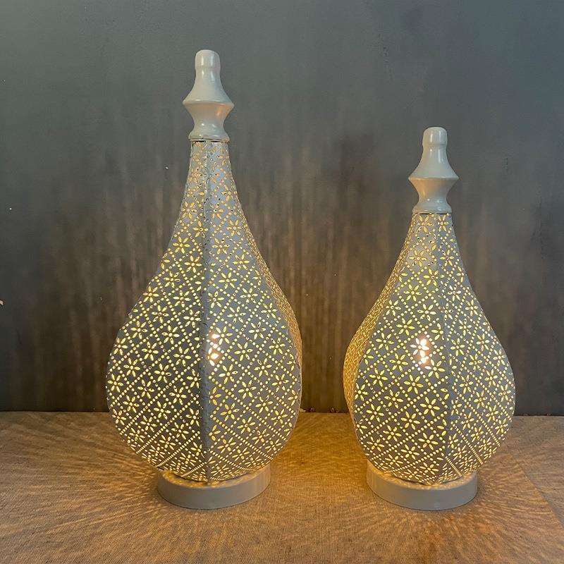 简约镂空白色风灯摆件摩洛哥家居铁艺客厅装饰品工艺品镂空设计