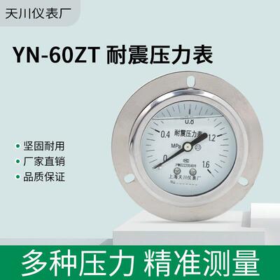 YN-60ZT轴向带边耐震压力表 防震真空油压0-10 100 250kg上海天川