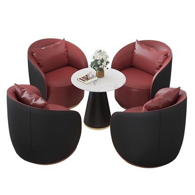 轻奢洽谈沙发椅售楼处会客接待一桌四椅可旋转沙发椅休闲桌椅组合