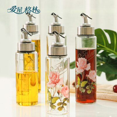 爱屋格林耐高温防炸裂大容量玻璃油瓶厨房用品调味瓶家用玻璃油壶