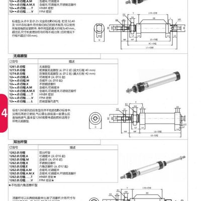 PNEUMAX纽迈司气缸1260/1261.25.32.40.50.250.275.300.320.A.M.X