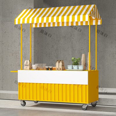 铁艺花车摆摊小推车夜市促销车售货车户外移动小吃摊位车展示架