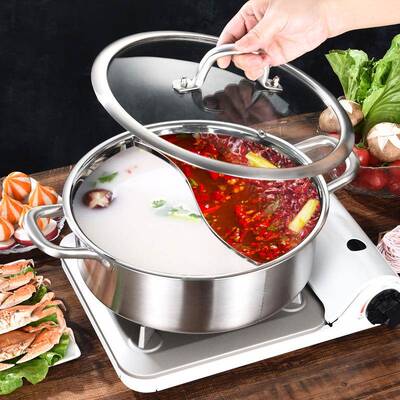 不钢锅具套房组锈厨汤锅鸯鸳锅火锅炉灶通用加厚NQD炊具锅套装