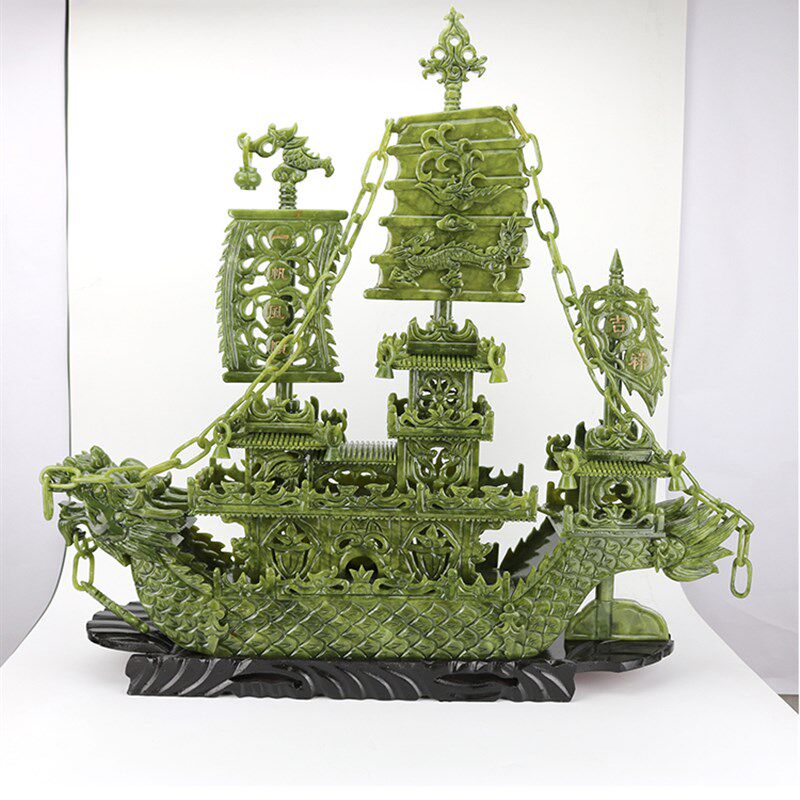 采品产品玉雕龙舟顺流摆件家居摆件电柜视客厅办公室工艺购礼品