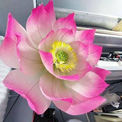 皱纹纸纸成品荷艺花花头褶皱纸花ZRB婚庆真橱窗美陈场景布置仿花