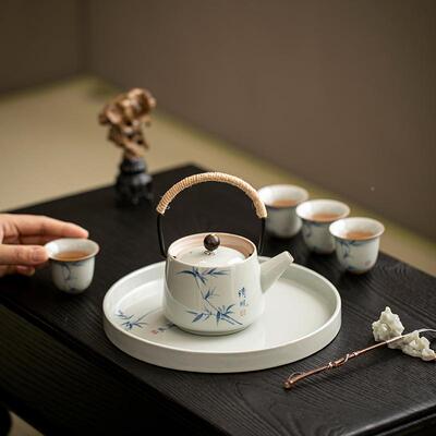 中式手绘圆形陶瓷CP-02403茶干盘功夫具泡茶台茶茶杯收纳盘茶壶小