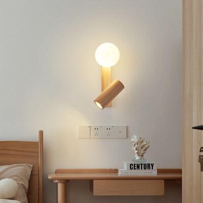 原民木奶油背景墙木34411头壁灯北头欧实木宿客厅过道卧室风床灯