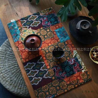 中式VMT茶垫拼布花茶席布印艺小茶布茶禅茶杯垫复古茶意席垫子桌