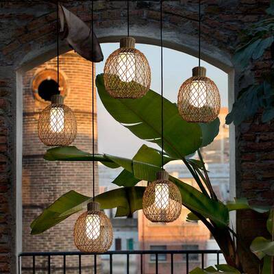 室饰吊外灯户外防水酒店民宿墅庭院灯藤编花别园灯阳台装TYF-9233
