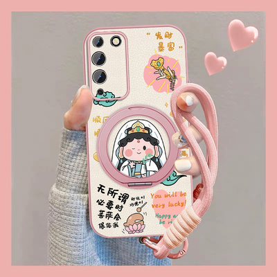 菩萨保佑适用华为荣耀x10手机壳佛系荣耀9x女新款国风honor8X磁吸支架9xpro小羊皮保护套全包防摔挂绳外壳