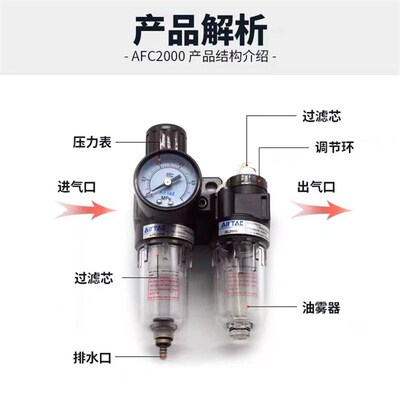 亚德客油水分离器BFC/AFR/AR/BFR/AFC2000/3000/4000气源二联件