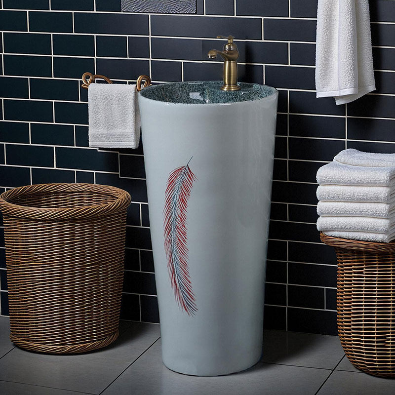 创意立柱式洗脸盆户外洗手盆一体落地式庭院洗手台柱盆花园洗手池