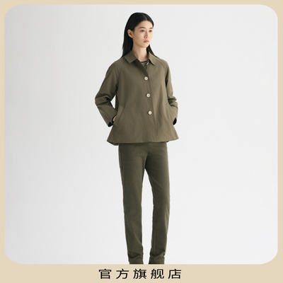 柯罗芭春秋苔藓绿棉感风衣外套