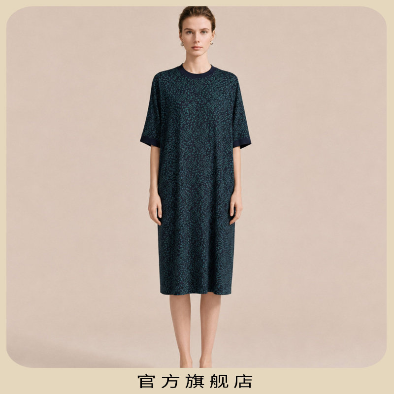【官旗福利】柯罗芭夏季新款海洋之谜印花圆领连衣裙LT6115(AUN)