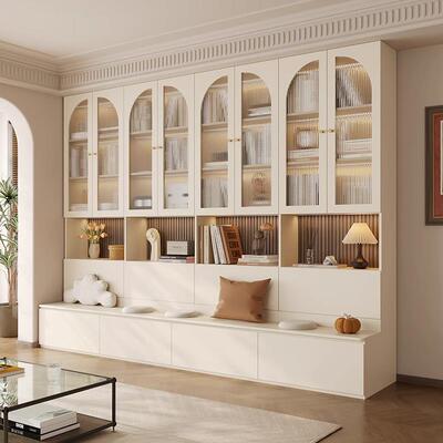 批实木卡座书20250103柜法古书橱整组复合落地收纳式柜储物书柜靠