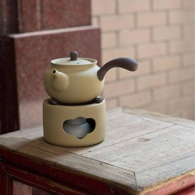 黄泥侧把煮茶壶酒精炉套装日式烧水壶粗陶煮水壶功夫户外茶具煮水